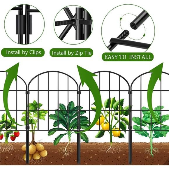 Dog | 12 Pack Decorative Garden Fence Panels No Dig Fencing 24in H X ...
